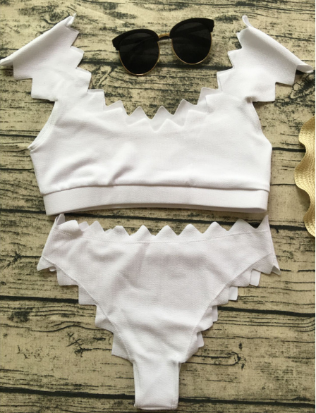 White Cute Pure Color Two Piece Bikinis on Luulla