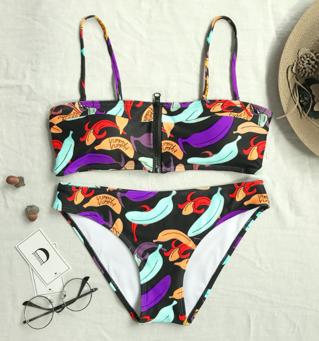 The Printed Zipper Lady Swimsuit Sexy Swimsuit Fission on Luulla
