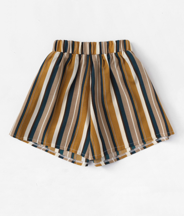 Fashionable Color Stripe Wide Leg Casual Shorts on Luulla