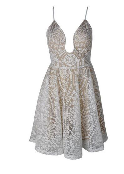 Lace Show Body Deep V Lace Dress on Luulla