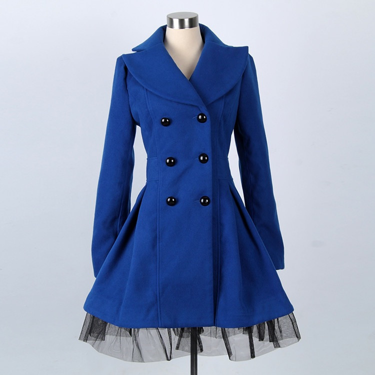 Colorful Wool Long Lace Bottom Coat on Luulla