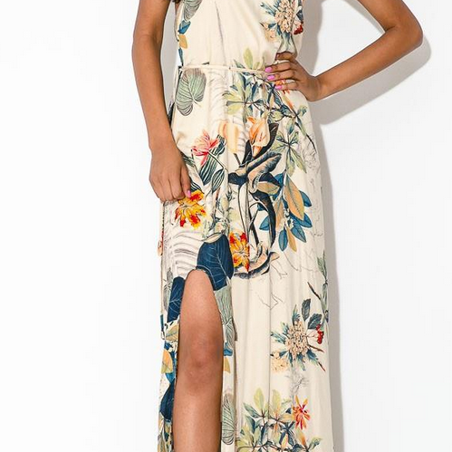 Cute Long Print Dress Fork Dress High Quality on Luulla