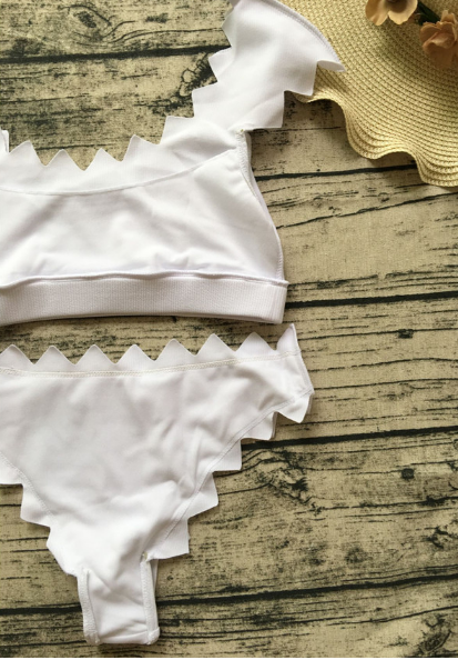 White Cute Pure Color Two Piece Bikinis on Luulla