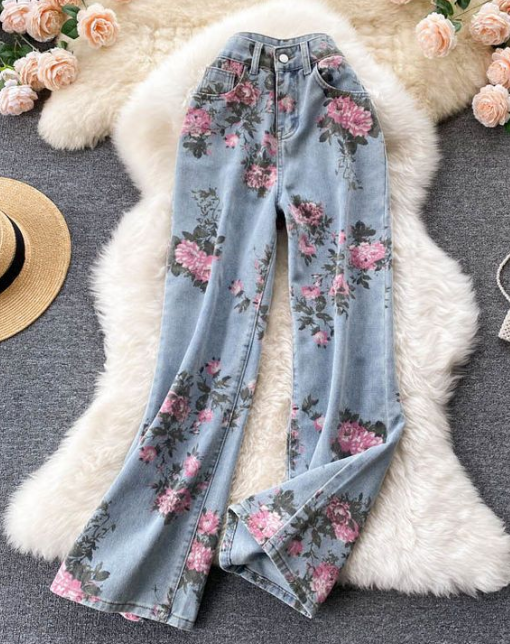 Girls' Rose Jeans Women's Summer Design Sense Small Crowd High Waist ...