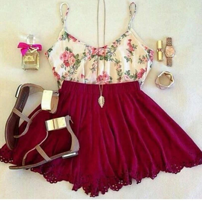 Cute Floral Red Lace Dress on Luulla